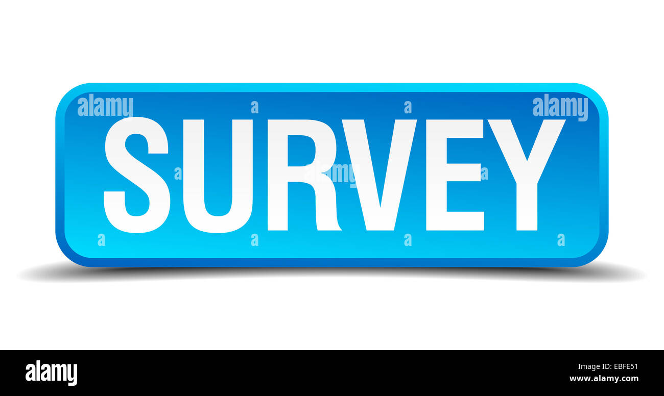 Survey blue 3d realistic square isolated button Stock Photo - Alamy