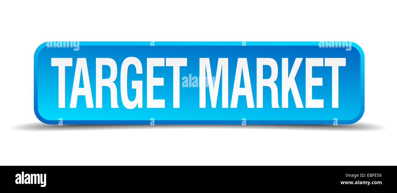 Target market blue 3d realistic square isolated button Stock Photo - Alamy