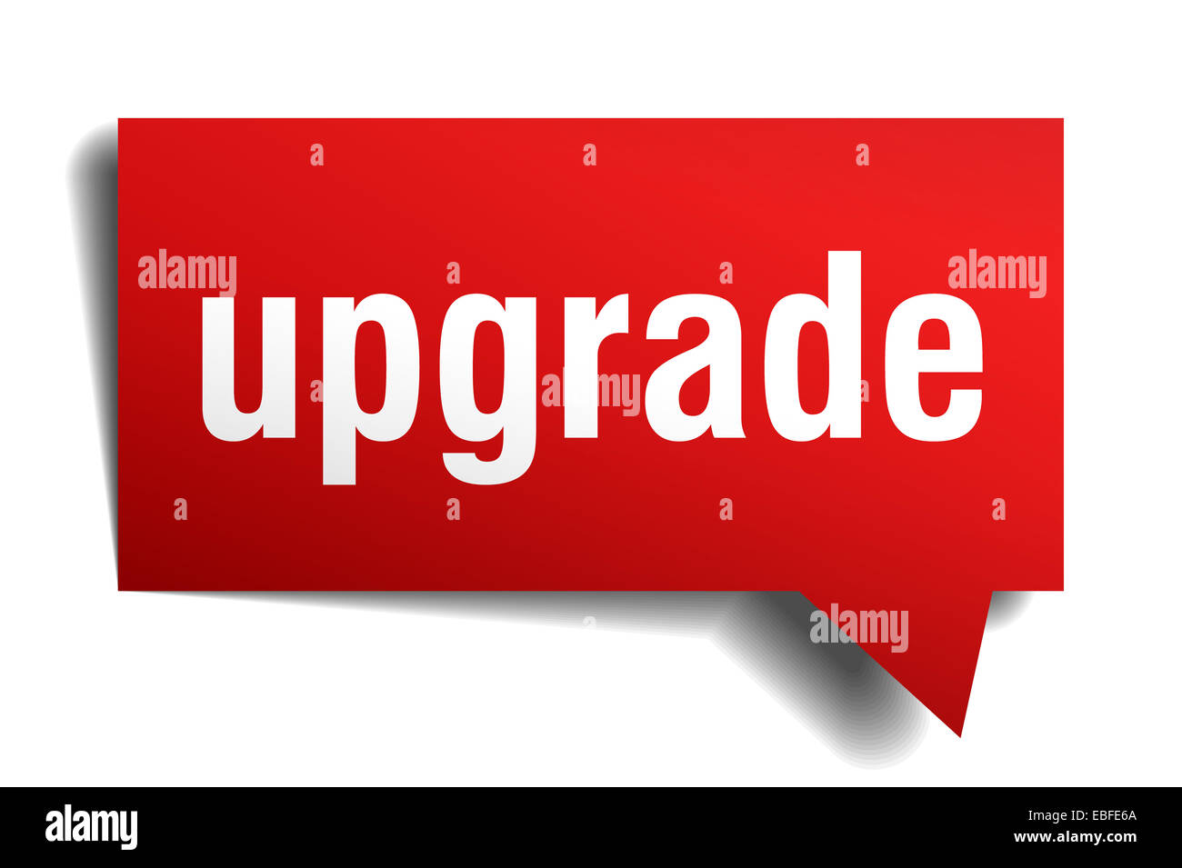 Upgrade red 3d realistic paper speech bubble isolated on white Stock ...