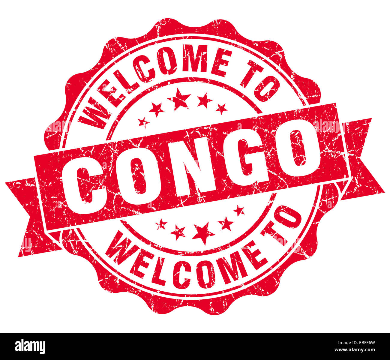 Welcome to Congo red grungy vintage isolated seal Stock Photo - Alamy