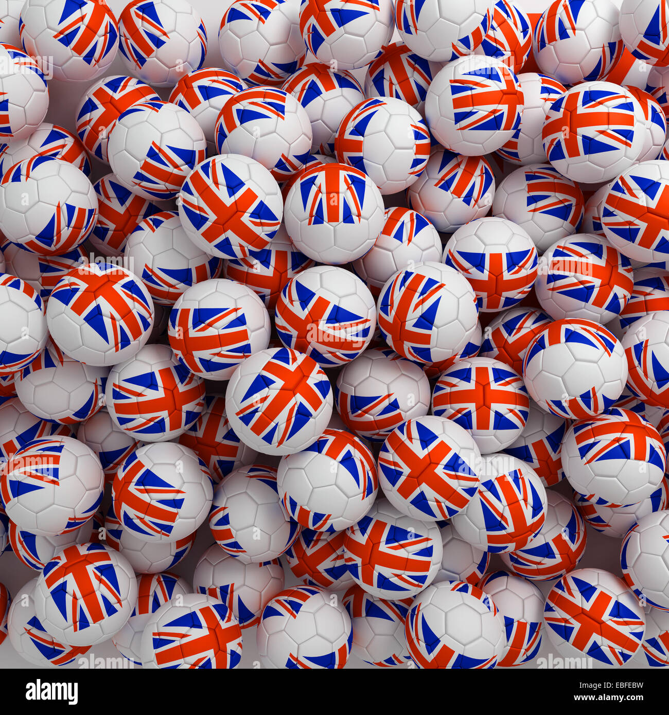 English football balls (many). 3D render background Stock Photo - Alamy