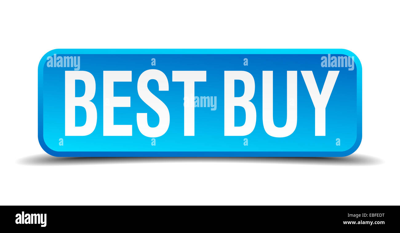 best buy blue 3d realistic square isolated button Stock Photo - Alamy