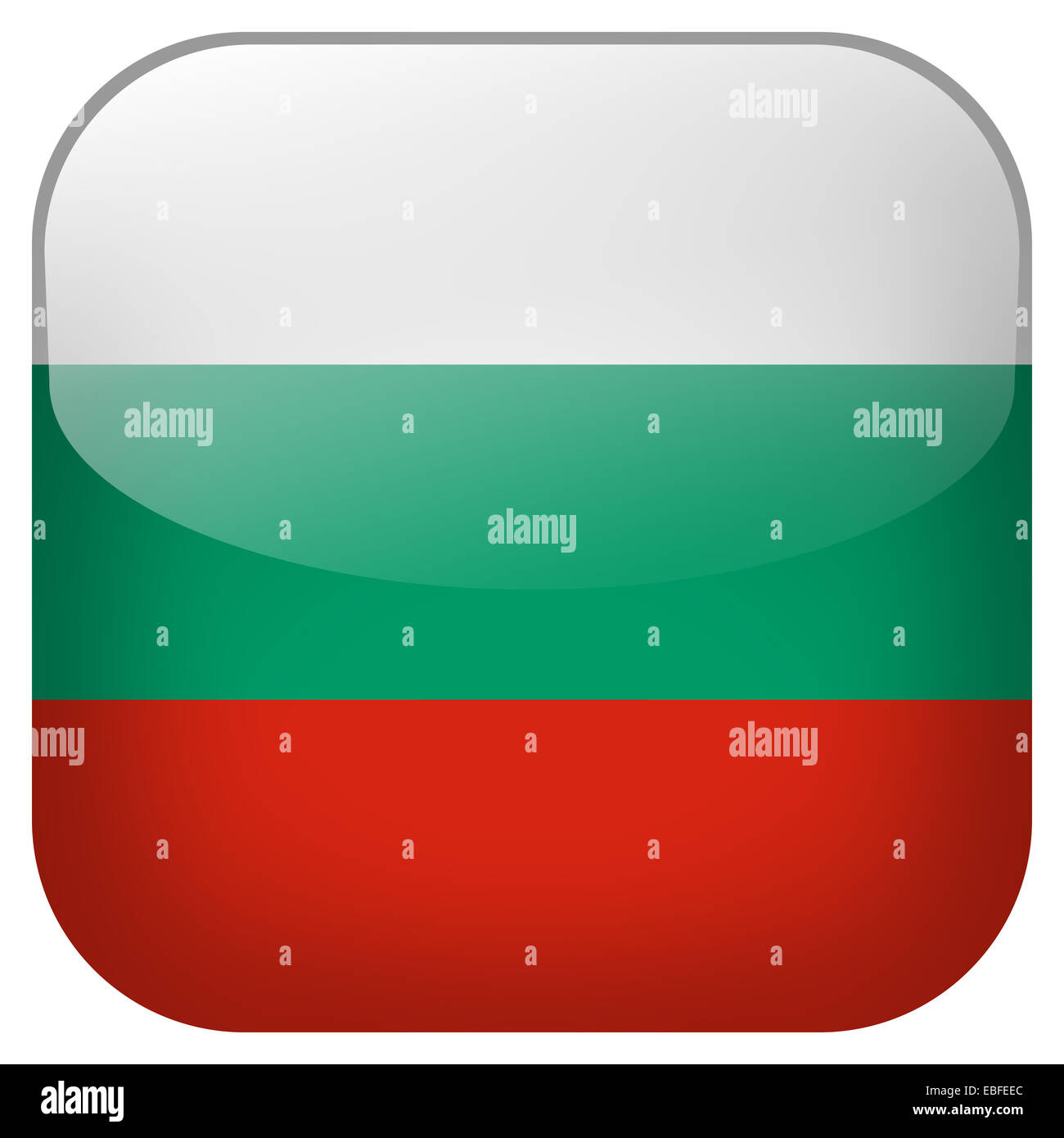 Bulgaria national flag square button isolated on white background Stock ...