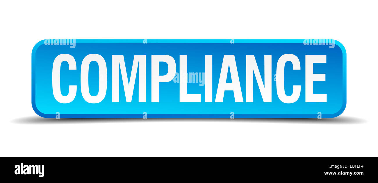 compliance blue 3d realistic square isolated button Stock Photo - Alamy