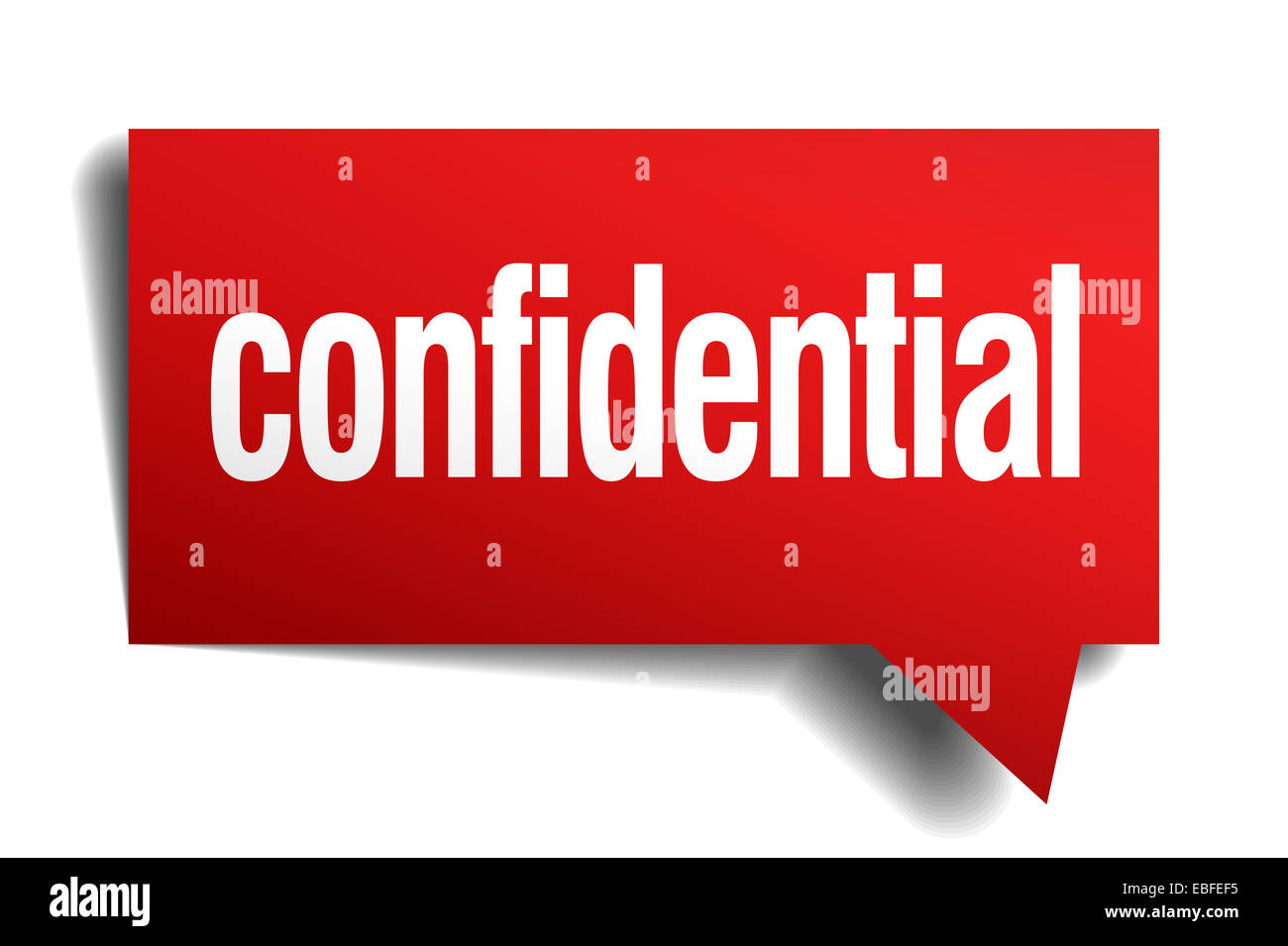 confidential red 3d realistic paper speech bubble Stock Photo - Alamy