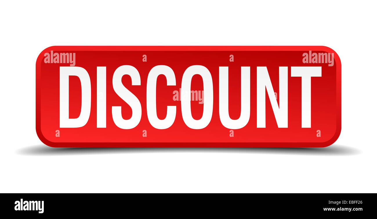 Discount red 3d square button isolated on white background Stock Photo ...