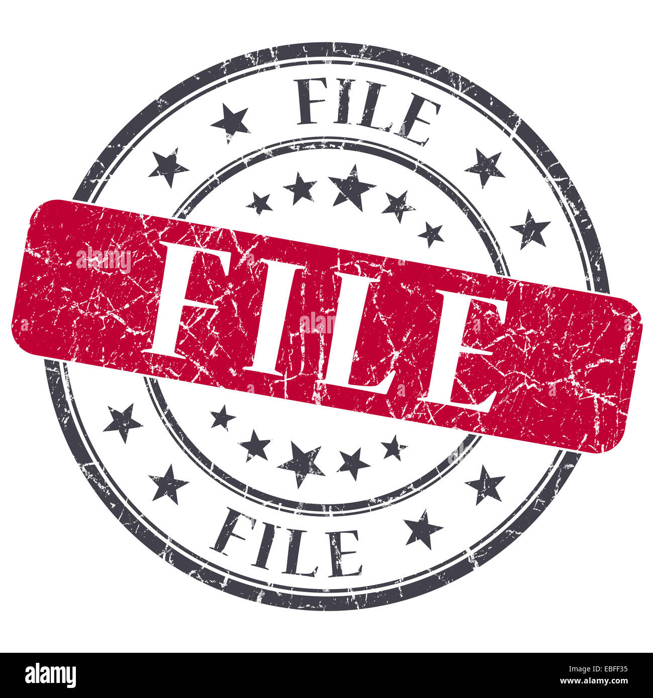 File red grunge round stamp on white background Stock Photo - Alamy