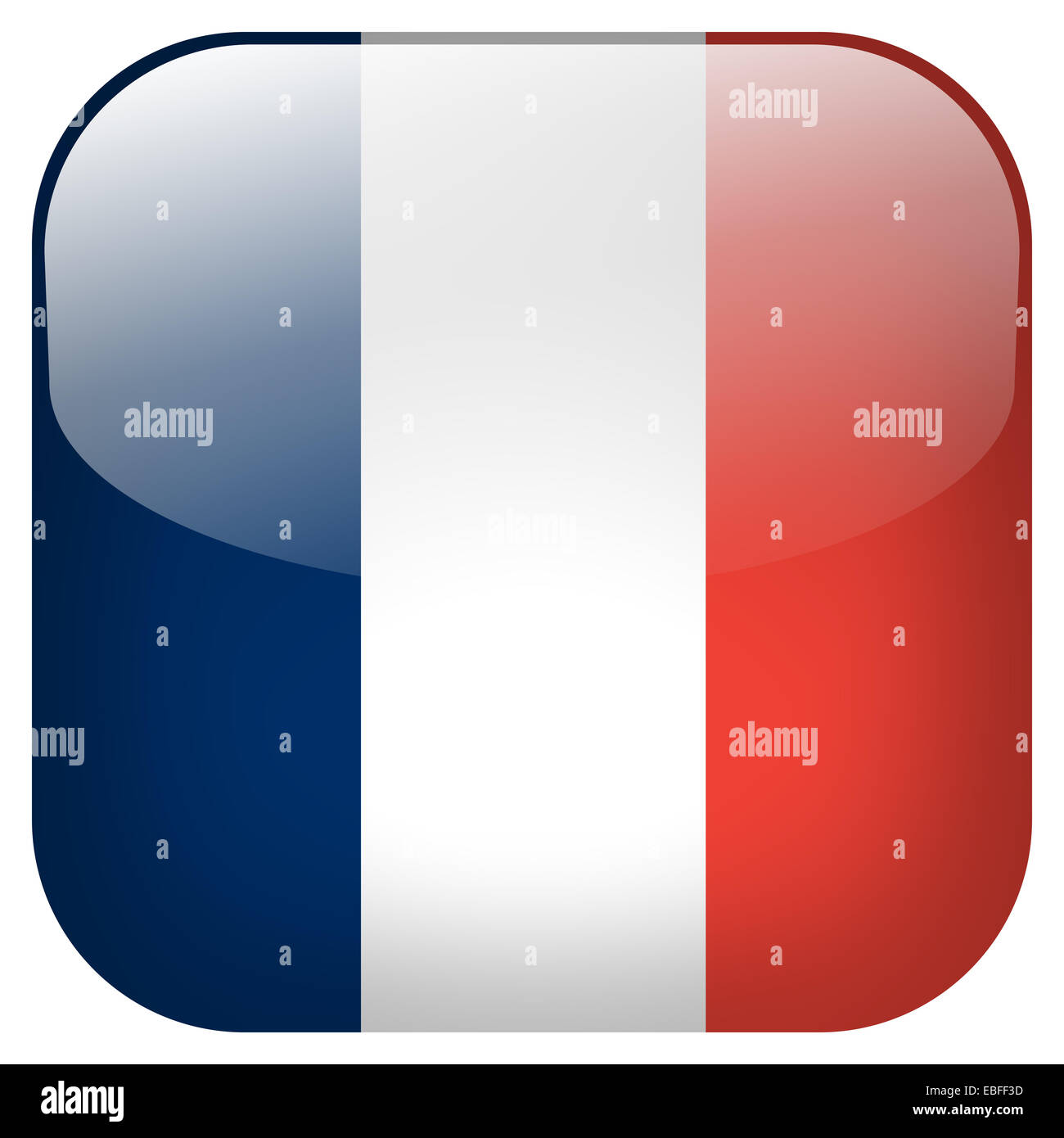 France national flag square button isolated on white background Stock ...