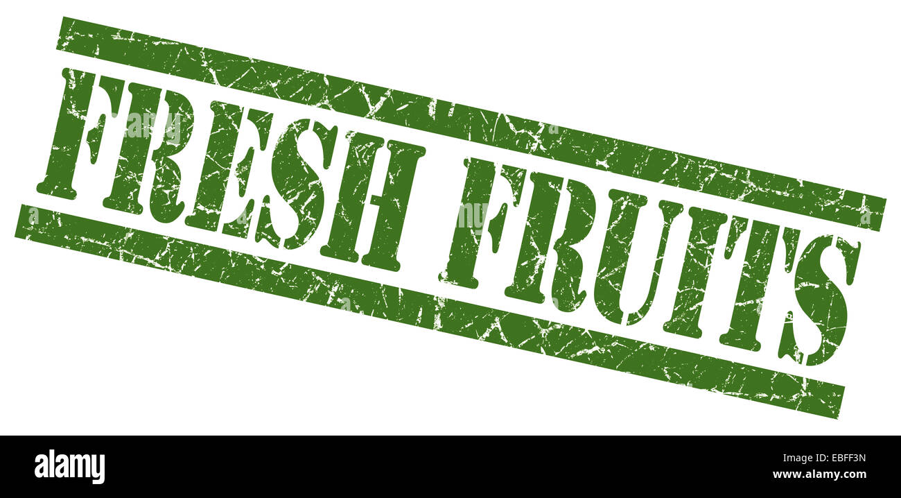 fresh fruits green grungy stamp isolated on white background Stock ...