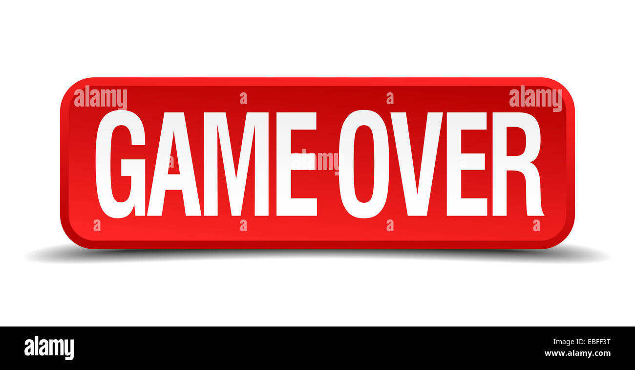 game over red 3d square button on white background Stock Photo - Alamy