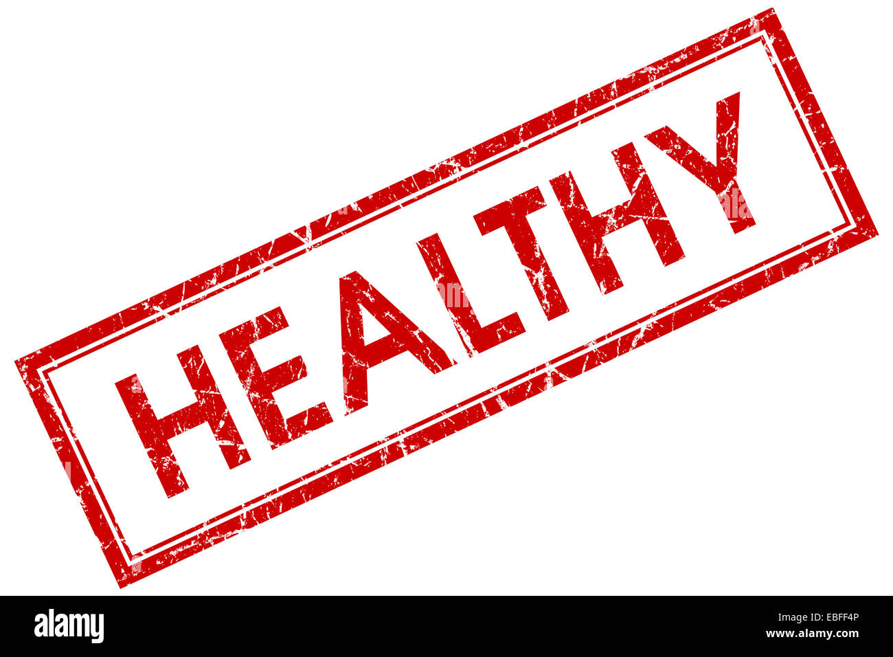 Healthy red square grungy stamp isolated on white background Stock ...