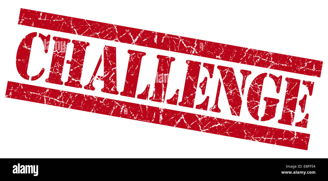 Challenge red square grunge textured stamp isolated on white Stock ...