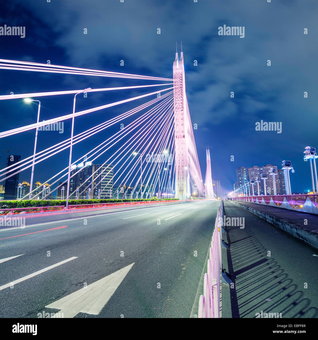 Guangzhou bridge at night in China Stock Photo - Alamy