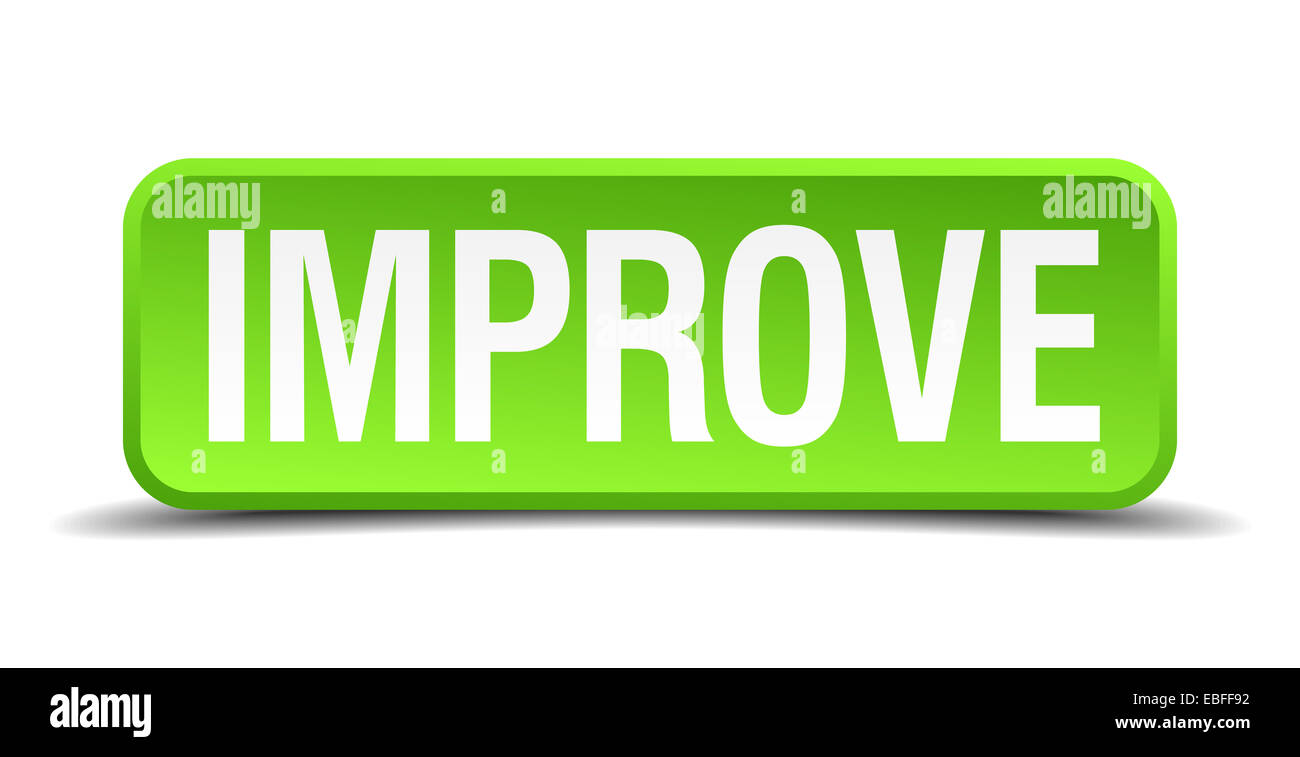 Improve green 3d realistic square isolated button Stock Photo - Alamy
