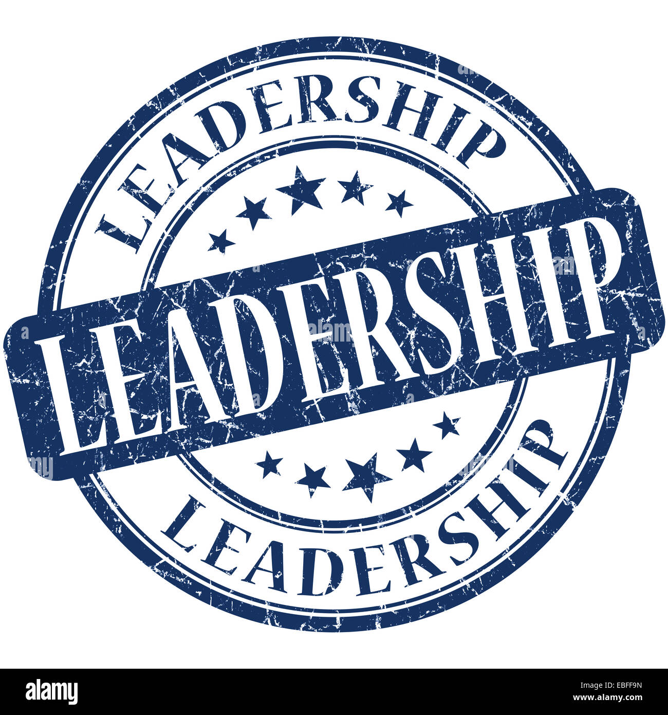 Leadership blue round grungy vintage rubber stamp Stock Photo - Alamy