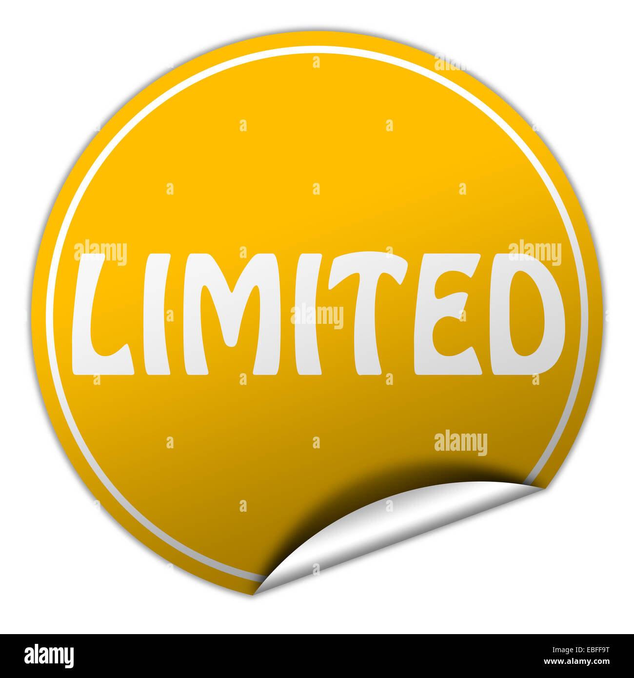 limited round yellow sticker on white background Stock Photo - Alamy
