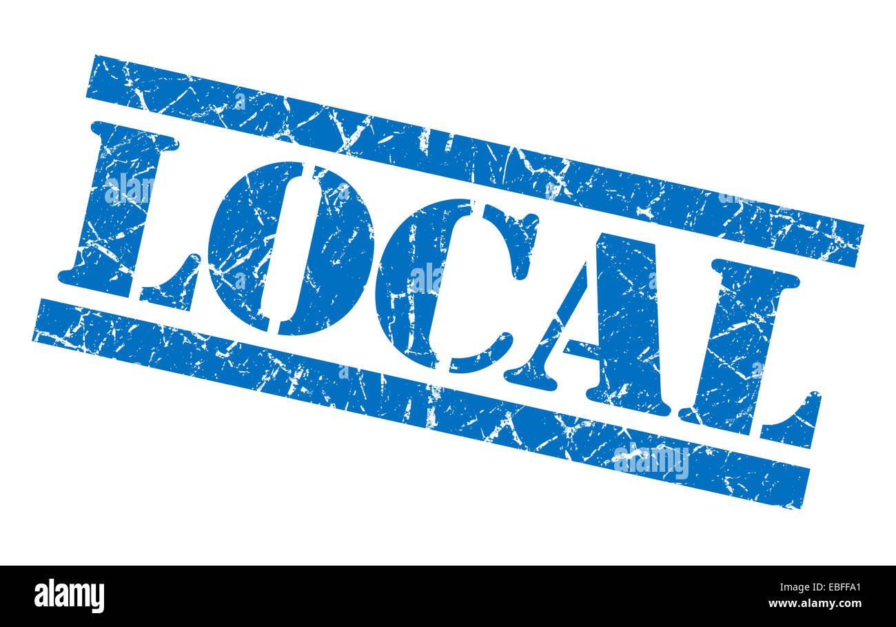 local blue grungy stamp on white background Stock Photo - Alamy