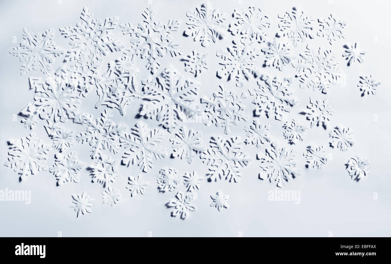 Paper snowflakes on white background Stock Photo - Alamy