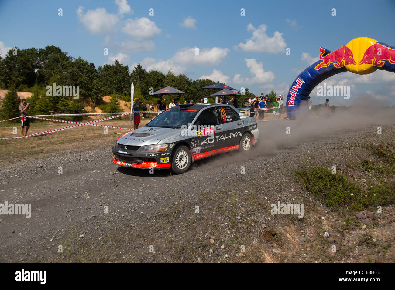 ISTANBUL, TURKEY - AUGUST 17, 2014: Erkan Gural drives Mitsubishi ...