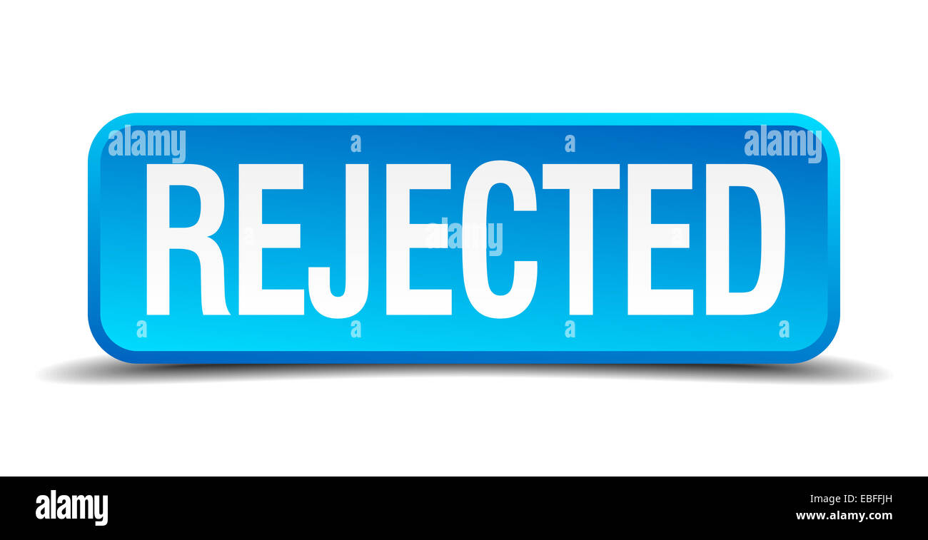 Rejected blue 3d realistic square isolated button Stock Photo - Alamy