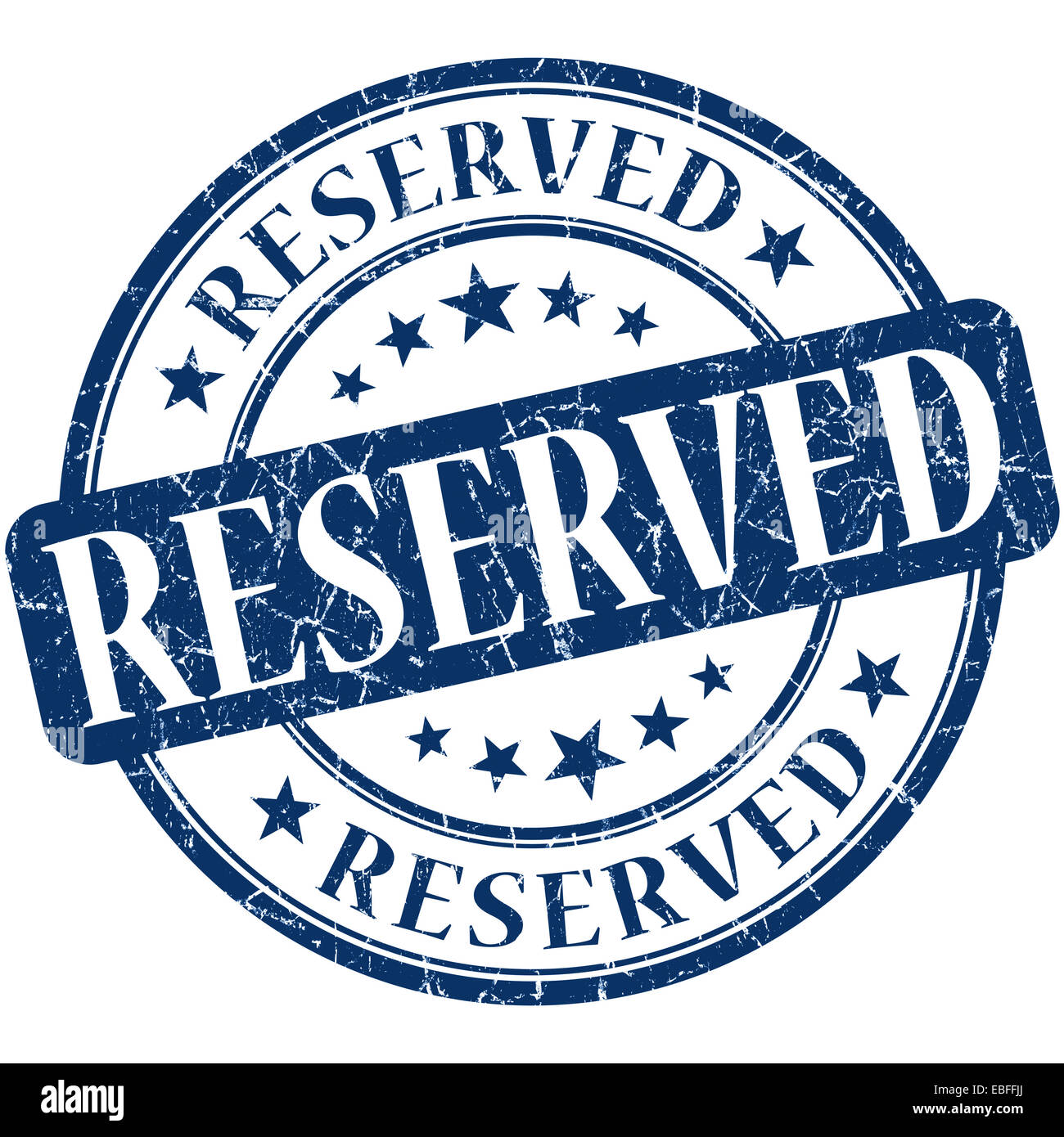 Resereved grunge blue round stamp Stock Photo - Alamy