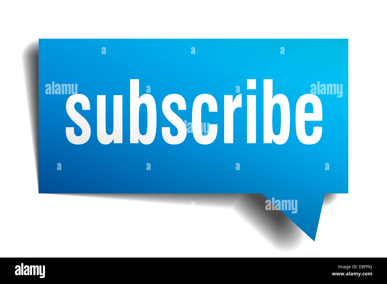 Subscribe blue 3d realistic paper speech bubble isolated on white Stock ...