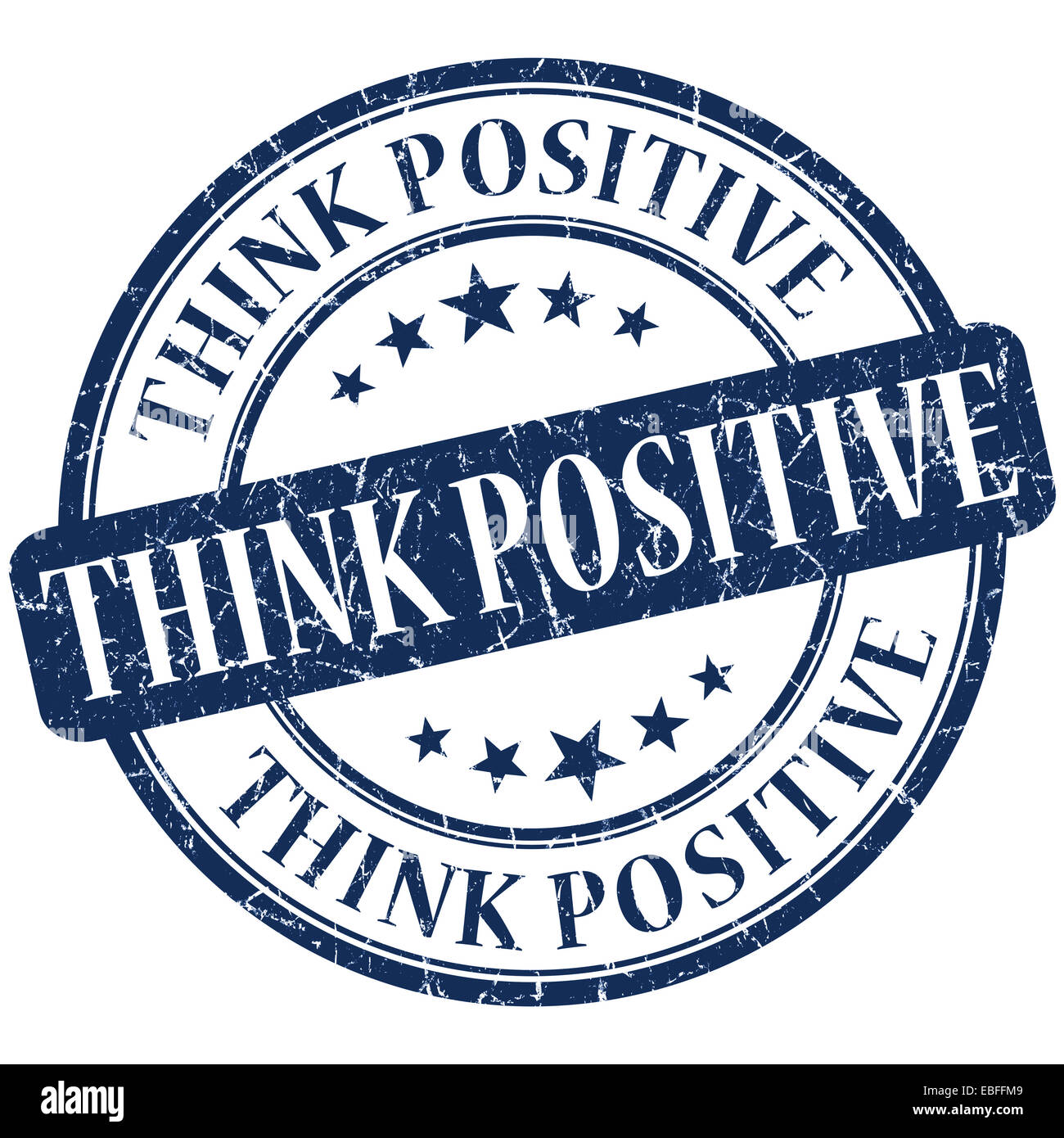 think positive grunge round blue stamp Stock Photo - Alamy