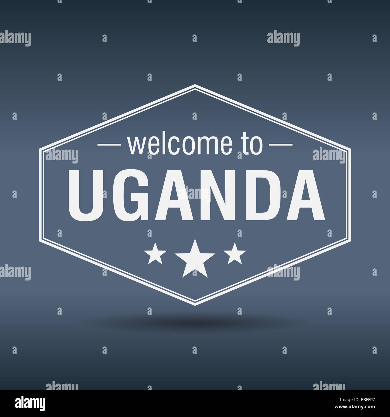 welcome to Uganda hexagonal white vintage label Stock Photo - Alamy