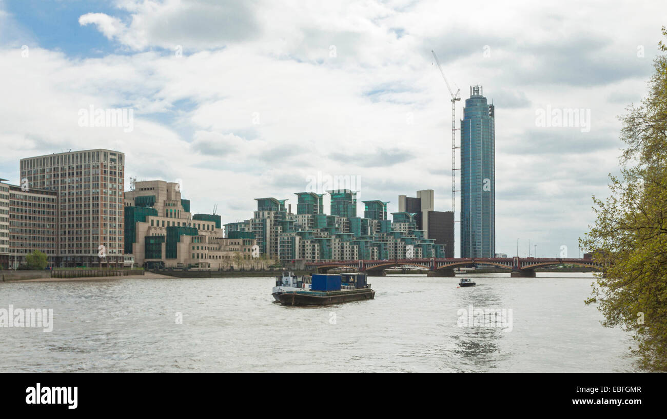 View on M16 building, St George Wharf and St George Wharf Tower, also ...
