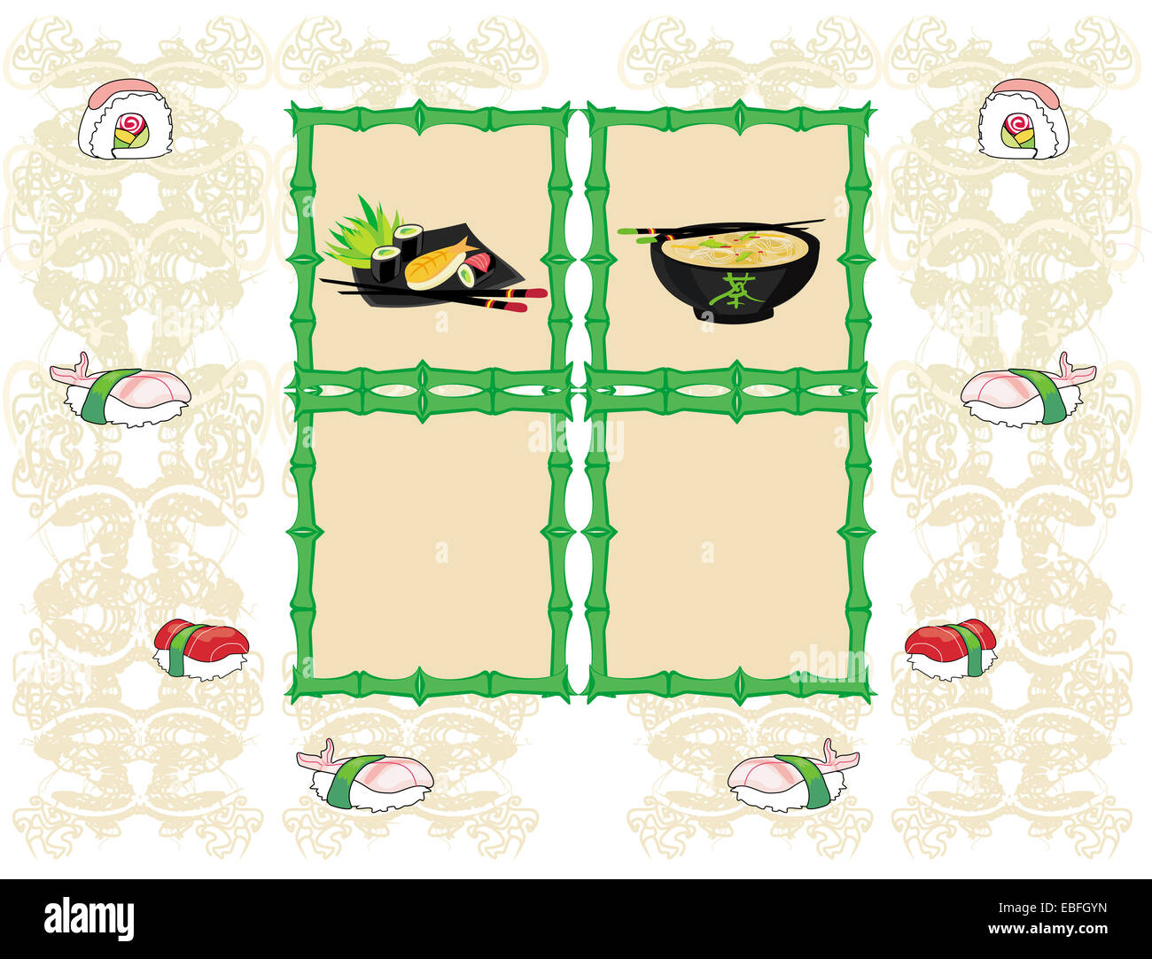 template of traditional Japanese food menu Stock Photo - Alamy