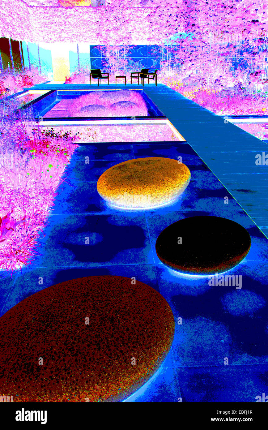 Digitally altered garden, flower and plants. Colour changes Stock Photo ...