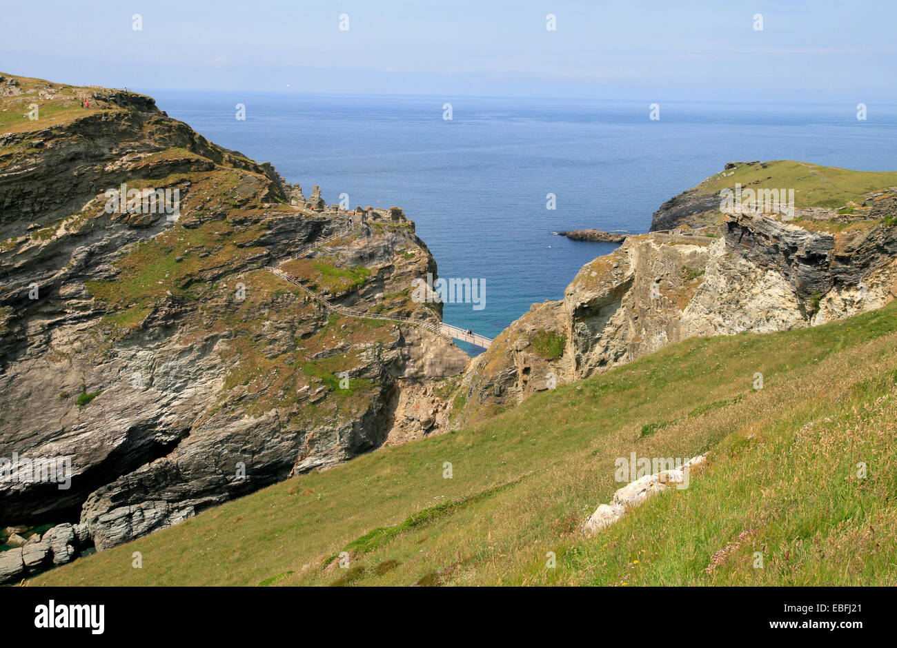 Tintagel Castle from Glebe Cliff Tintagel Cornwall England UK Stock ...