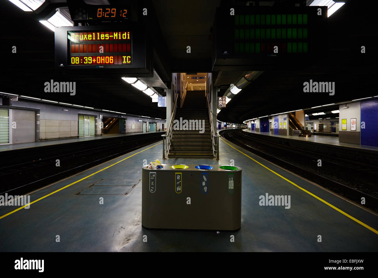 Train station garbage cans Stock Photo - Alamy