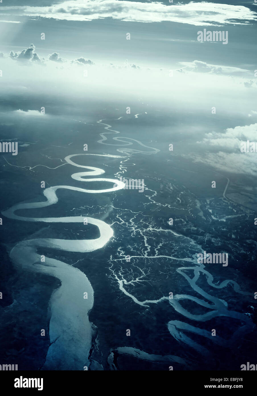 High altitude clouds, cumulus clouds, in color, dramatic photograph ...