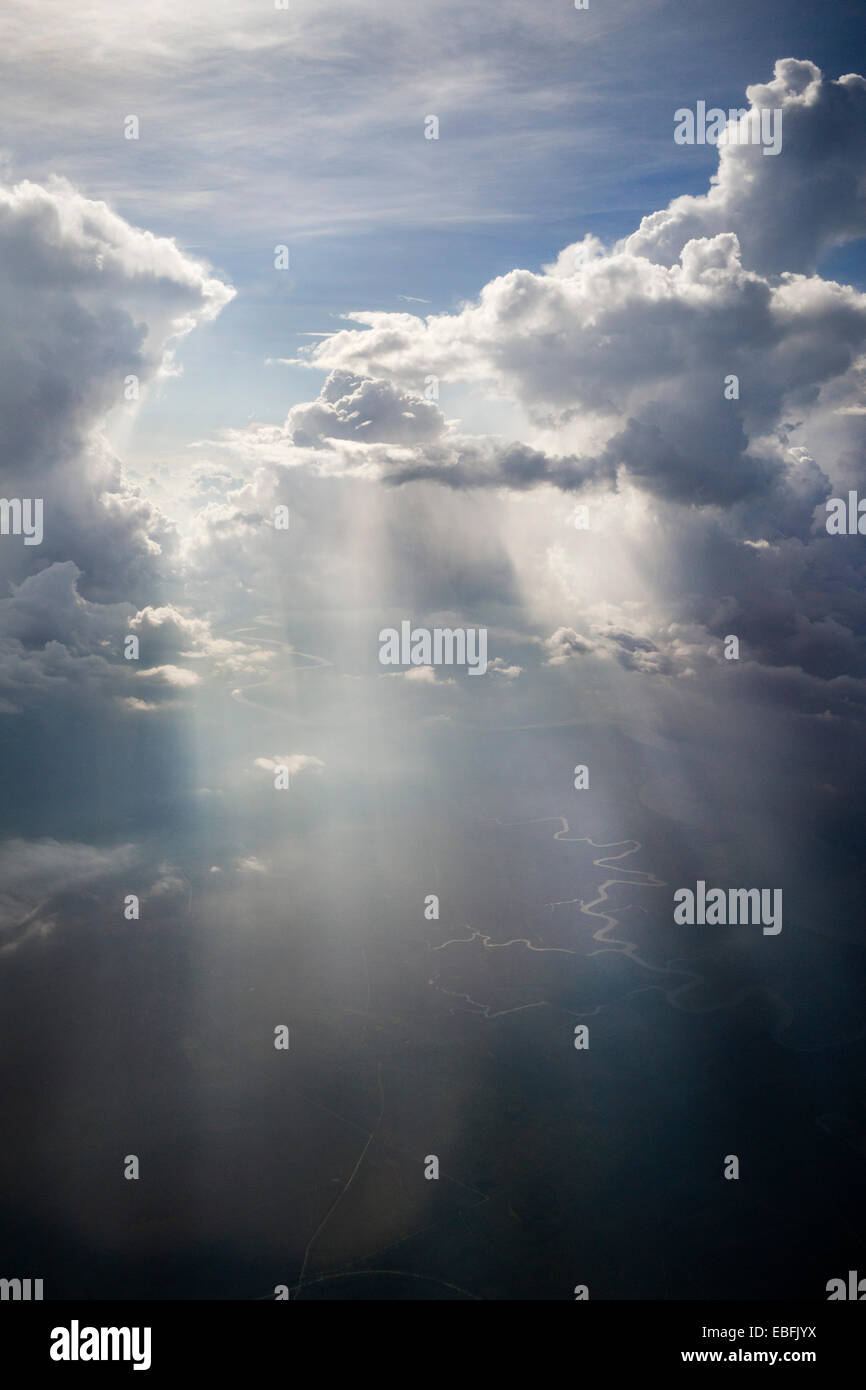 High altitude clouds, cumulus clouds, in color, dramatic photograph ...