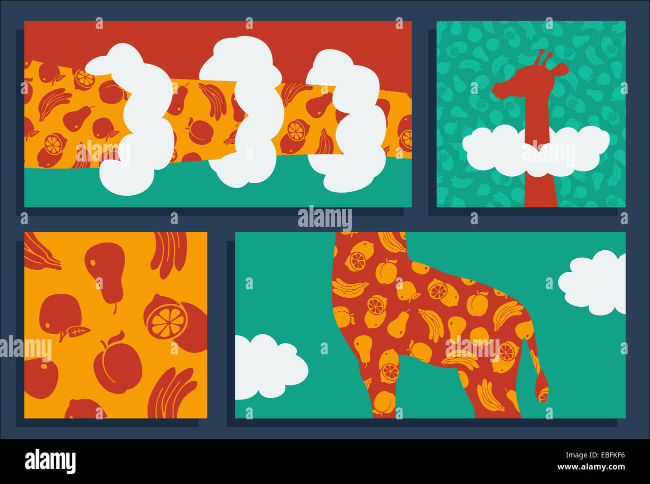 Abstract giraffe and fruit Stock Photo - Alamy