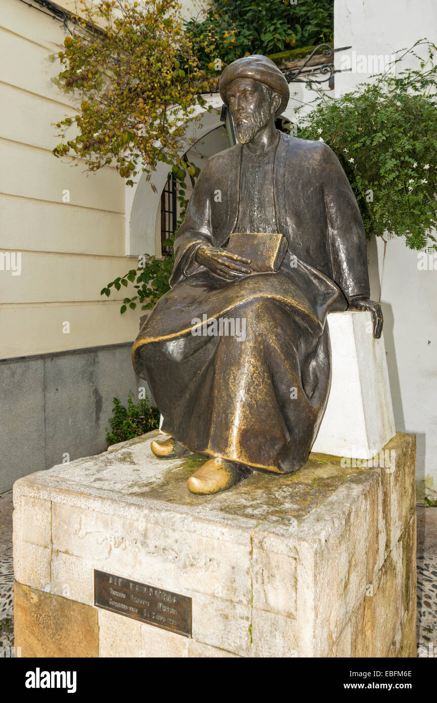 STATUE OF BEN MAIMONIDES IN THE JUDERIA AREA OF CORDOBA ANDALUCIA SPAIN ...