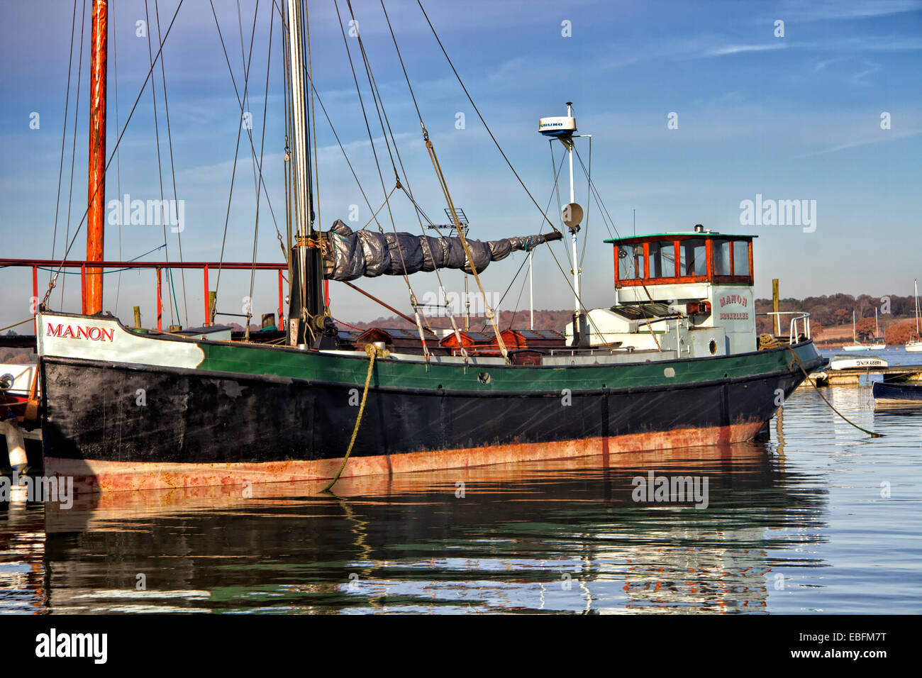 The Manon sailing barge, Pin Mill, River Orwell, Suffolk, UK Stock ...