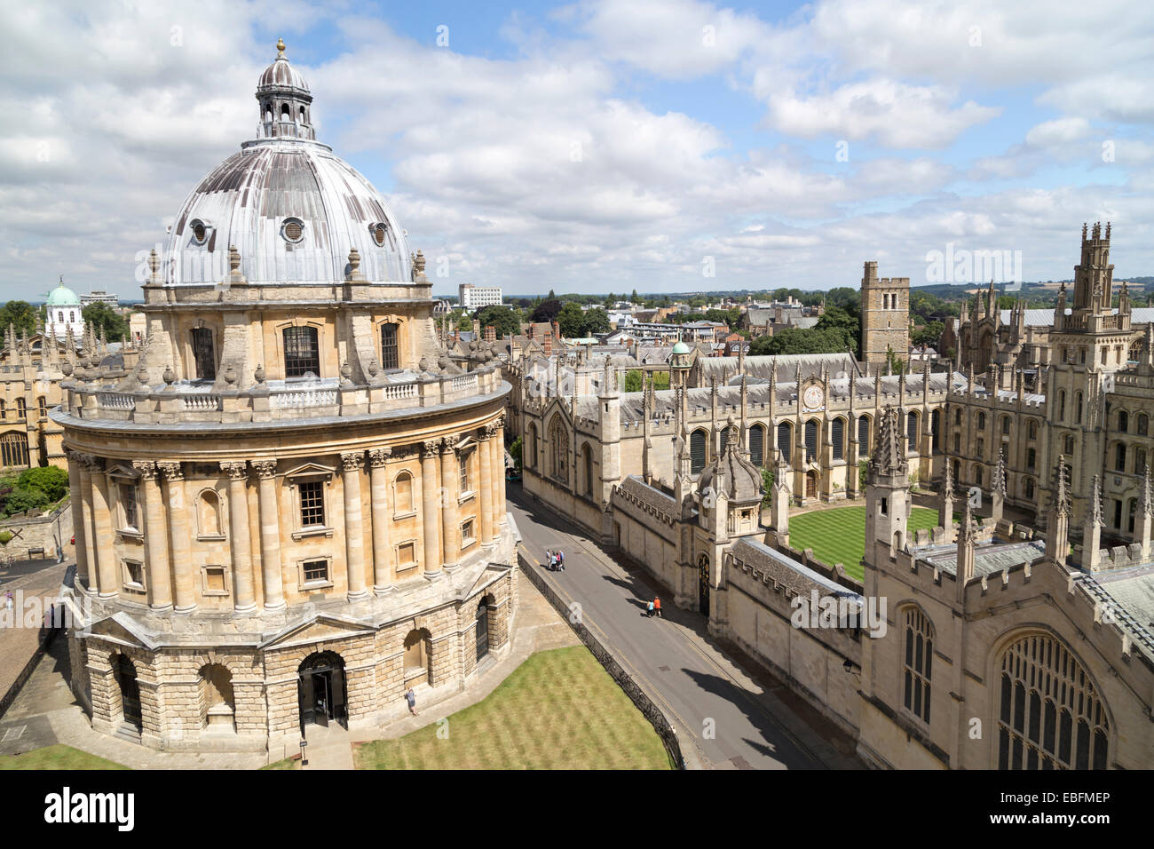 UK, Oxford, elevated view of the Radcliffe Camera Library and All Souls ...