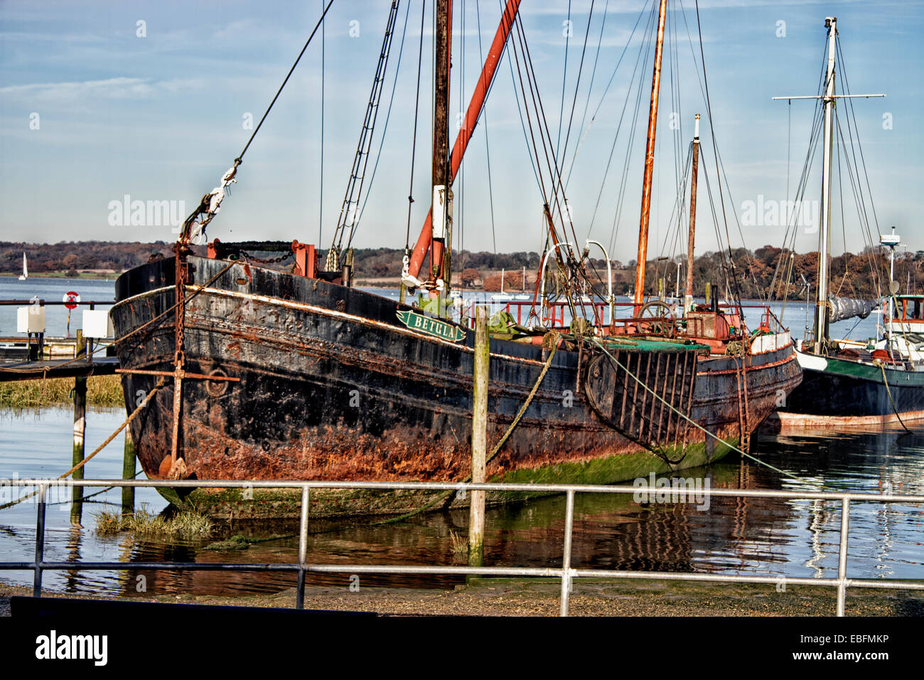 Historic 1924 sailing barge Betula, Pin Mill, Suffolk, UK Stock Photo ...