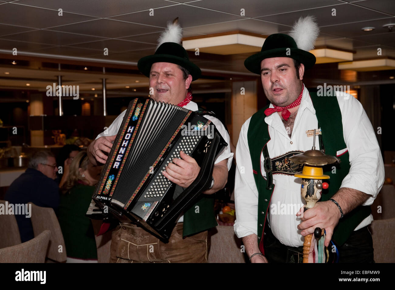 Austrian musicians play the accordian in their National costume on ...