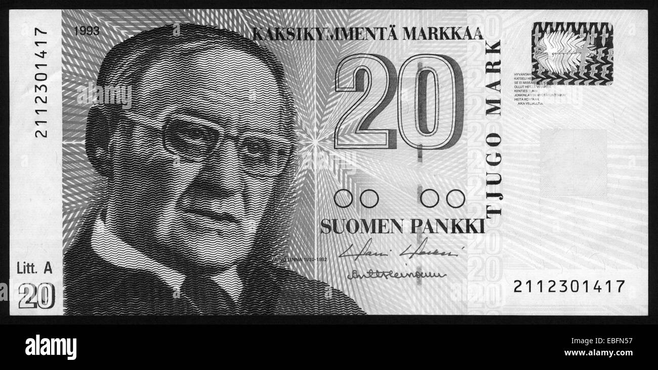 Banknote,Currency, 20, Finland,mark Stock Photo - Alamy