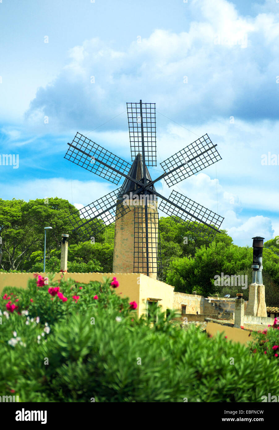 Portrait of classic old tower windmill Stock Photo - Alamy