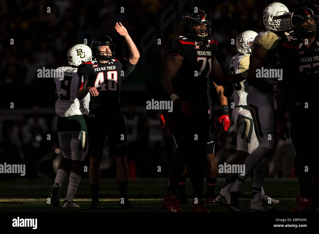 November 29, 2104: Texas Tech Red Raiders place kicker Ryan Bustin (48 ...