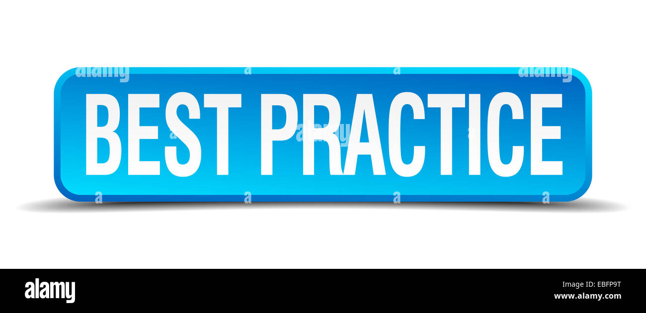 best practice blue 3d realistic square isolated button Stock Photo - Alamy