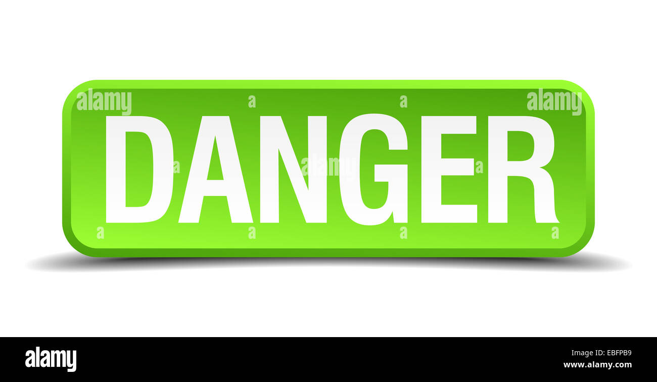 Danger green 3d realistic square isolated button Stock Photo - Alamy