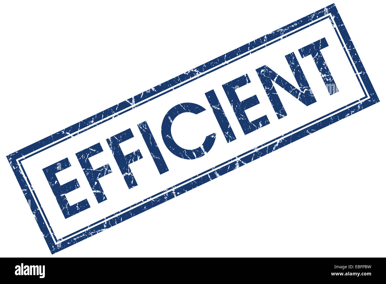 Efficient blue square grungy stamp isolated on white background Stock ...