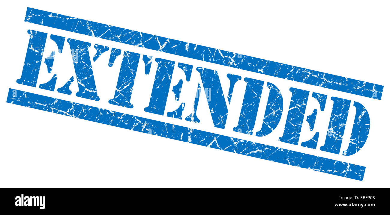 extended blue grungy stamp isolated on white background Stock Photo - Alamy