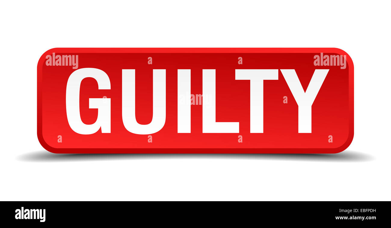 Guilty red 3d square button on white background Stock Photo - Alamy