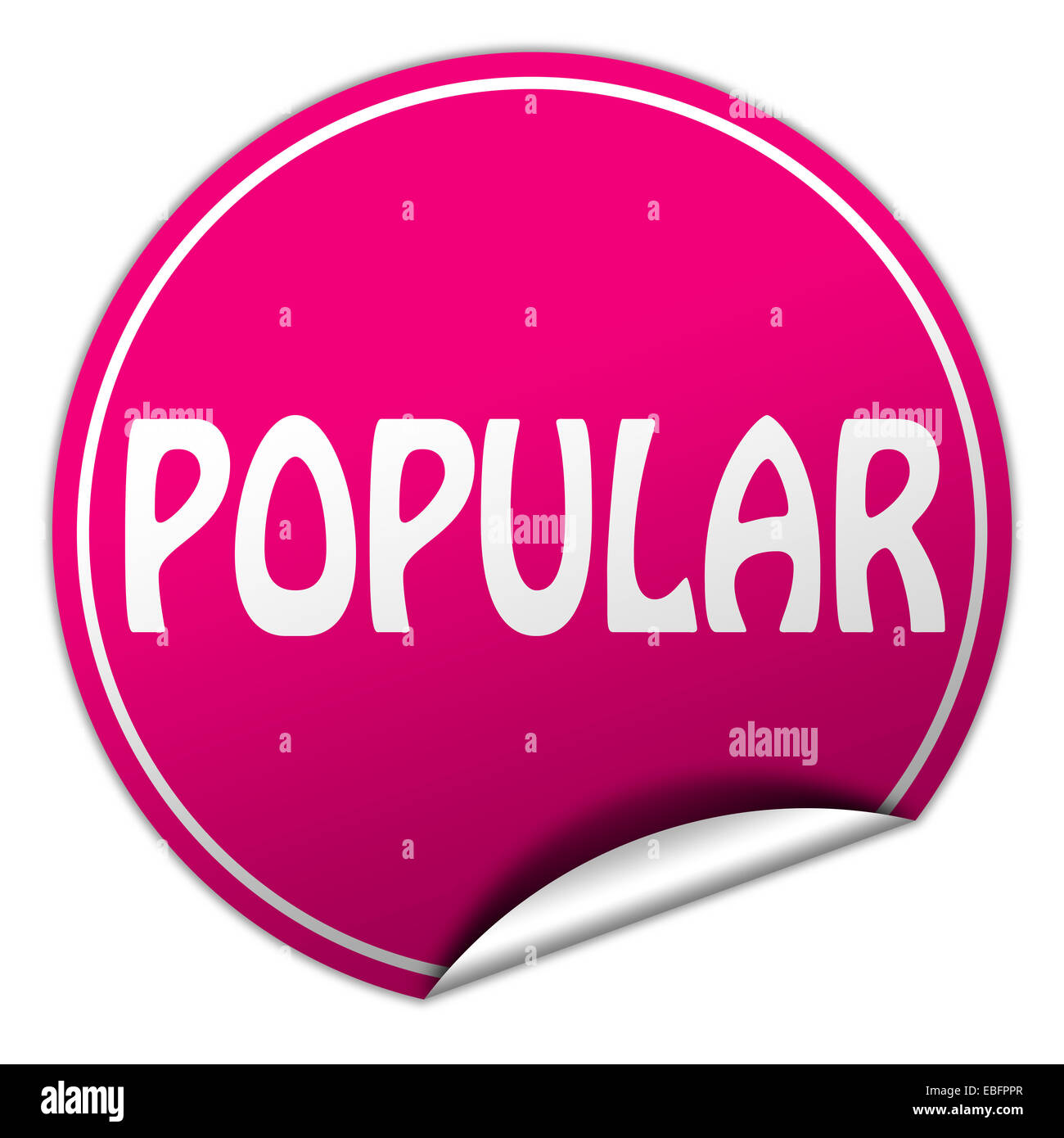 popular round pink sticker on white background Stock Photo - Alamy
